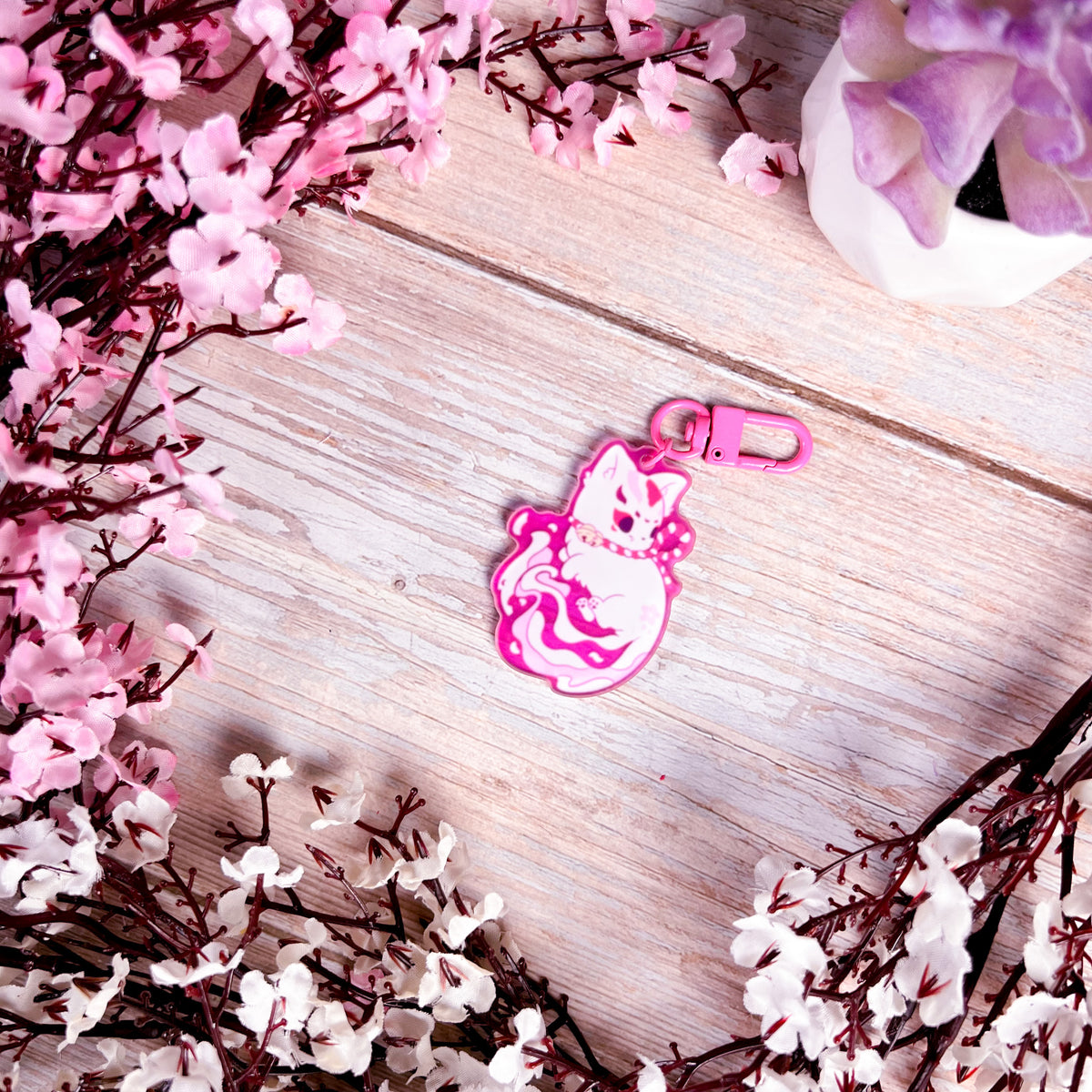 Hanami Cat | Acrylic Charm Keychain | Souls of Nature – Quirkory