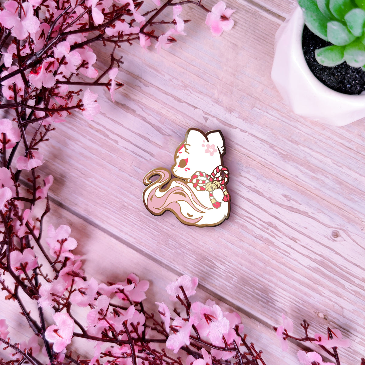 Hanami Fox Enamel Pin | Souls Of Nature – Quirkory